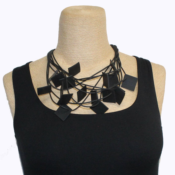Lydia Bremer Necklace, Squares, Black – Santa Fe Weaving Gallery