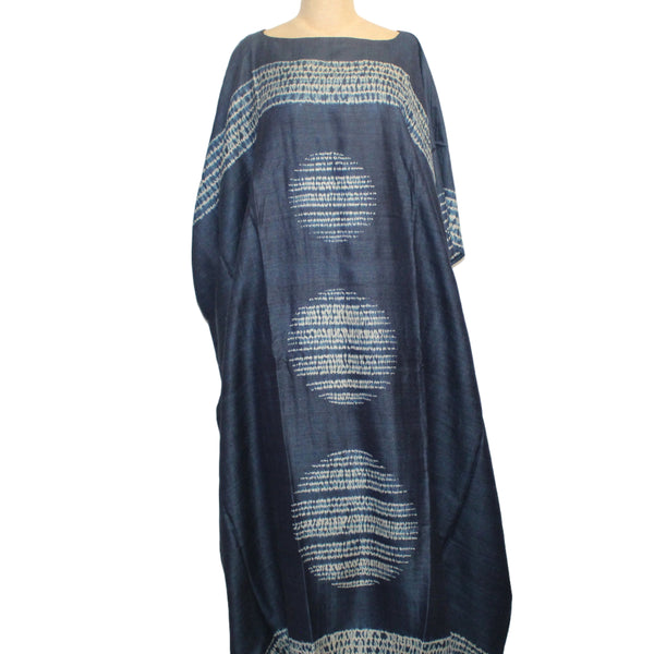 Darshan Shah Kaftan, Indigo/Pearl/Red L/XXL – Santa Fe Weaving Gallery