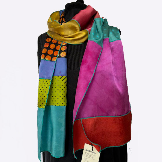 Judith Bird Scarf, 11 Color/Dots – Santa Fe Weaving Gallery